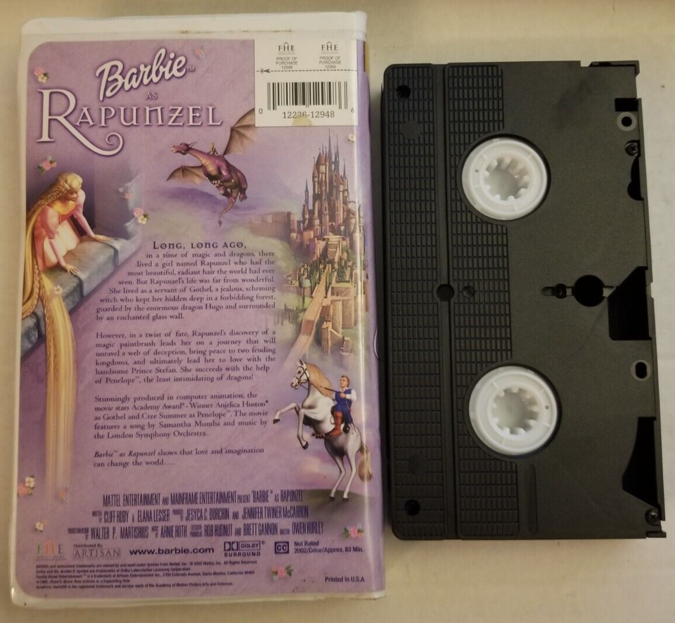 VINTAGE 📼 Barbie as Rapunzel 📼 (VHS, 2002, Clamshell) 📼 TESTED 📼 ...