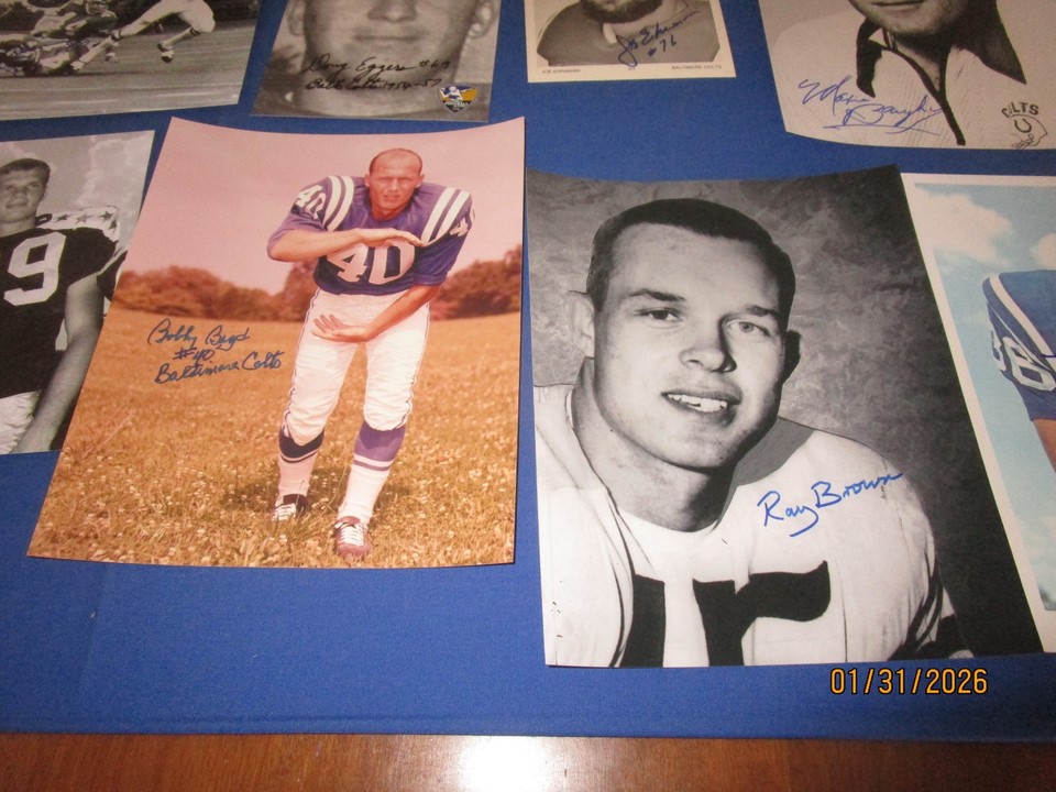Baltimore Colts Signed Football Photo Lot (10) Various Sizes, most 8X10 ...