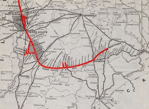 1920 Antique Chicago Terre Haute and Southeastern Railway Map Railroad ...