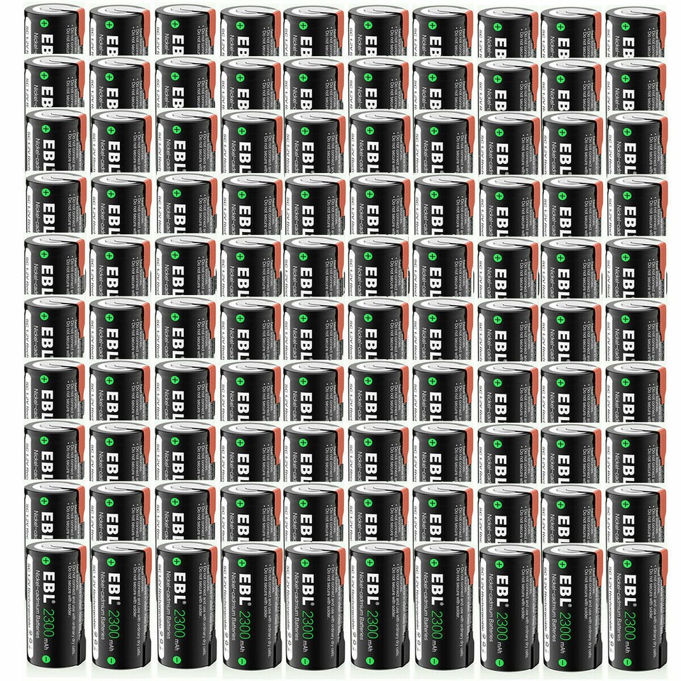 EBL SC Sub-C NiCd Rechargeable Batteries 2300mAh Tap Cell Power Tool ...