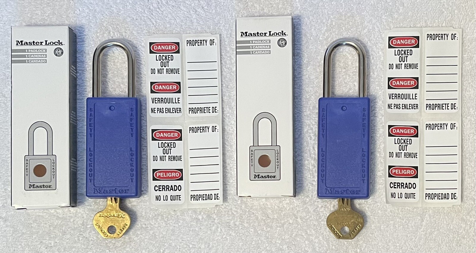 2 NEW Master Lock 411BLU Tagout Locks & 1 Hoffman A-SL6C Safety Lockout ...