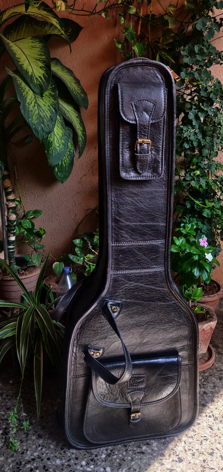 Designer handmade Leather guitar bag electric black acoustic guitar ...