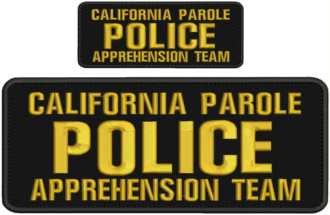 California PAROLE POLICE Apprehension Team patch 4x10 and 2x5 hook gold ...