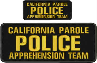 California PAROLE POLICE Apprehension Team patch 4x10 and 2x5 hook gold ...