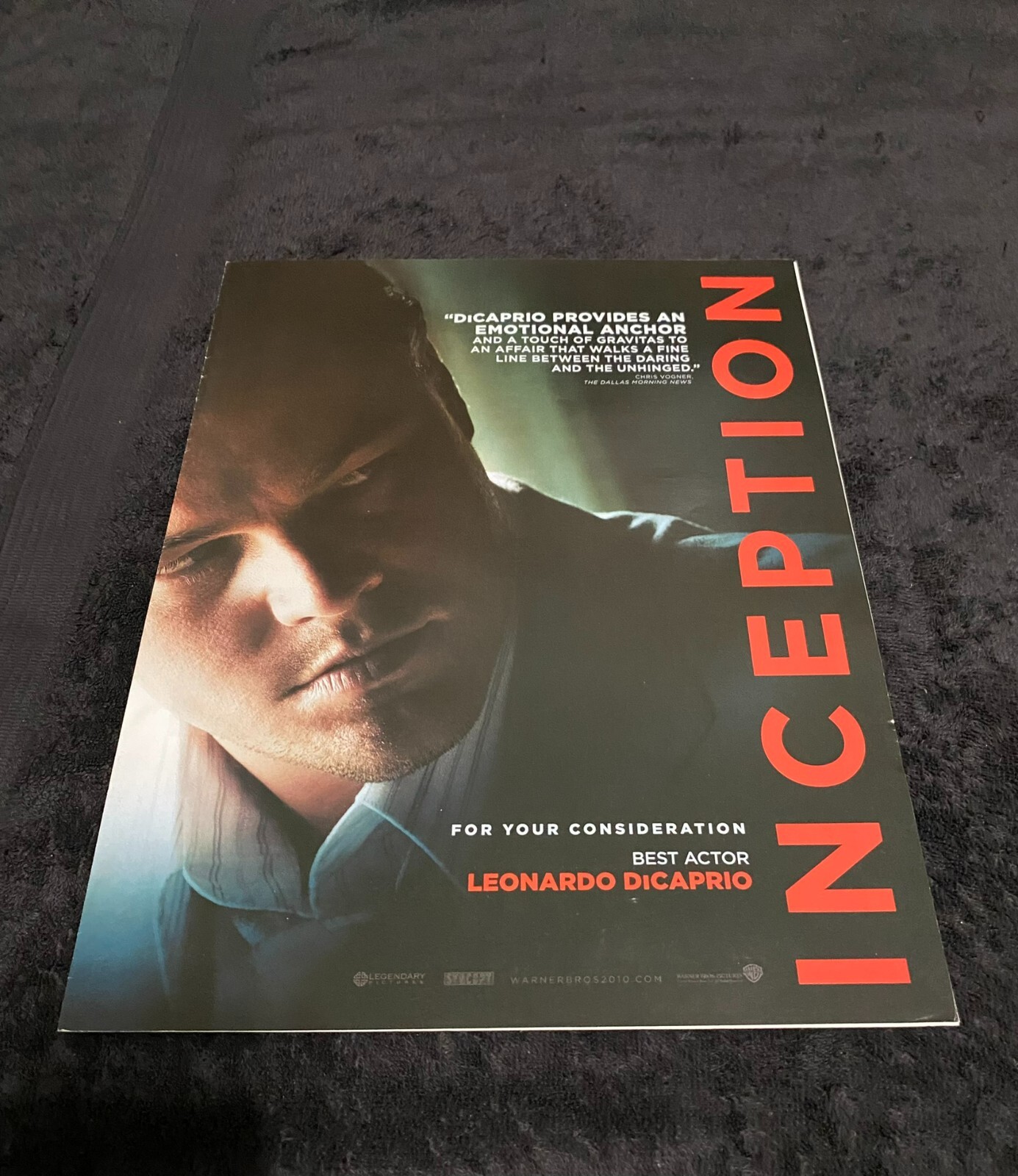 INCEPTION Oscar ad close up of Leonardo DiCaprio as Dom Cobb for Best ...