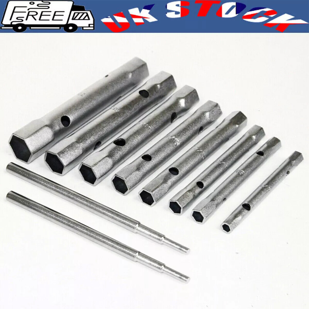 10PCS Tubular & Metric Box Spanner Wrench spark Bar Set Plug Sockets 6 ...