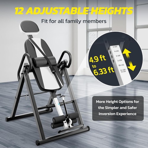 Heavy Duty Inversion Table 300 lbs Capacity with Adjustable Protective ...