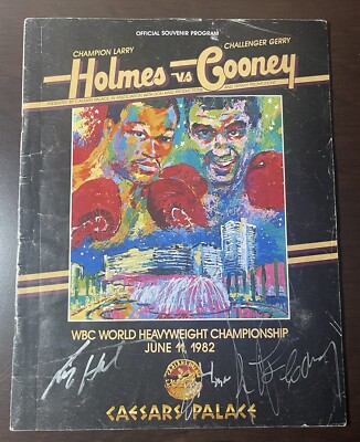 1982 Larry Holmes Cooney Signed Boxing Program Caesars Palace Auto JSA ...