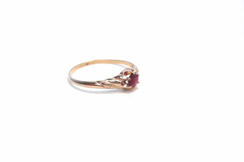 Antique Ruby Solitaire 10K Yellow Gold Ring Size 8.75 | eBay
