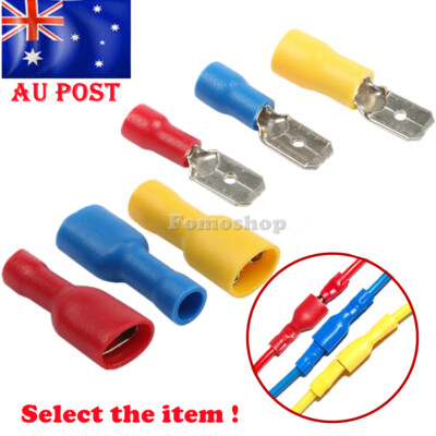 100pcs Insulated Spade Crimp Terminal Kit Cable Electrical Wire Splice ...