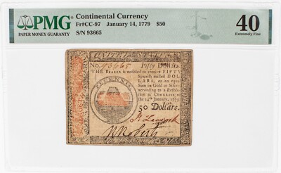 Fr. CC-97, January 14, 1779, $50 Continental Currency, "Perennis", PMG ...