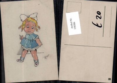 158506,Handgemalt V. Beyer Süsses Mädchen Kleid Haarschlaufe | eBay.de