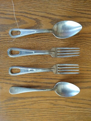 GENUINE USGI ARMY MILITARY USMC MESS KIT SPOON, 2 FORKS & 1 MORE SPOON ...