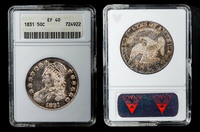 1831 Capped Bust Half Dollar 50c EF 40 Original Toning NGC OLD ANACS ...