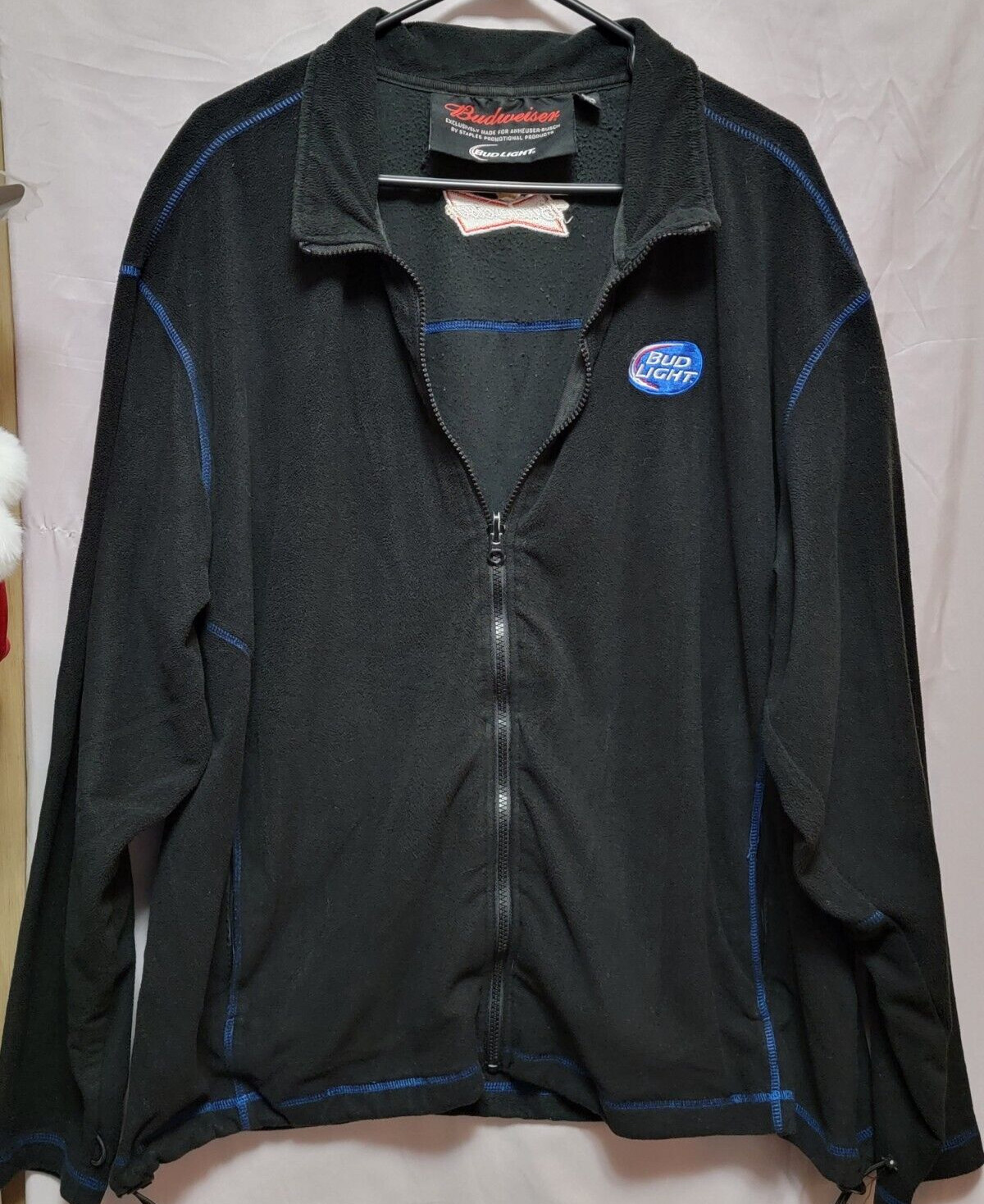 Budweiser Bud Light Men's Zip Up Jacket Size XL Black - Gem