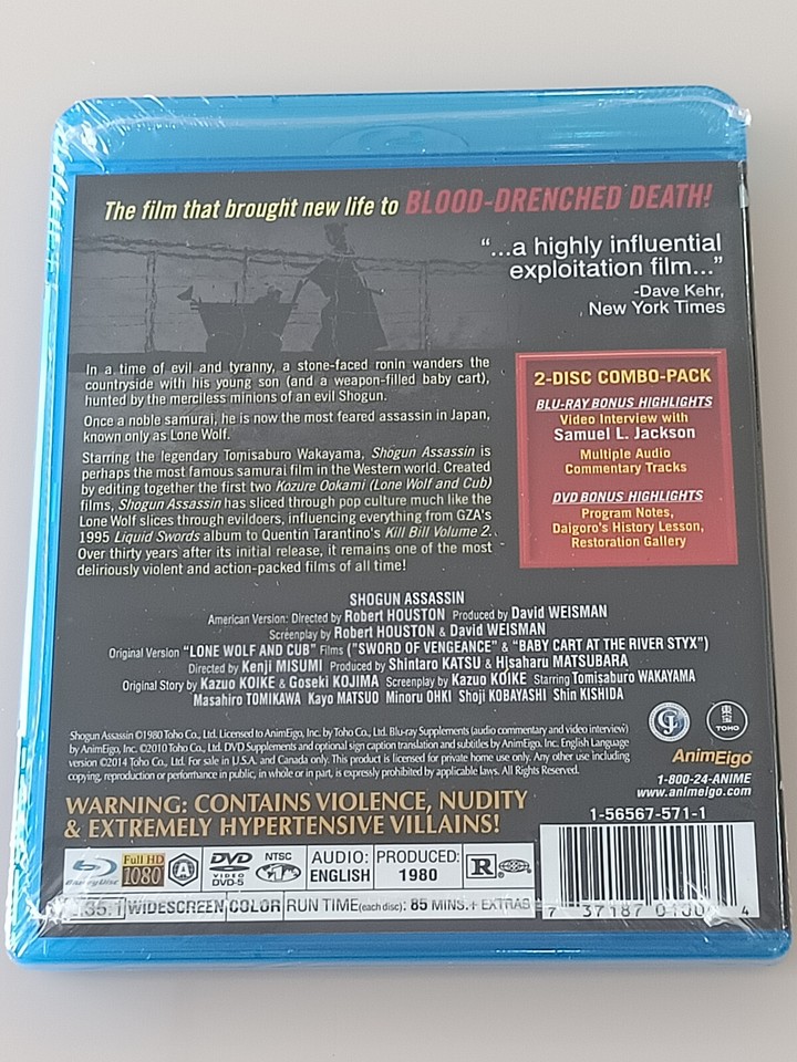 Shogun Assassin (Blu-ray/DVD, 2014, 2-Disc Set) New Sealed 737187010064 ...