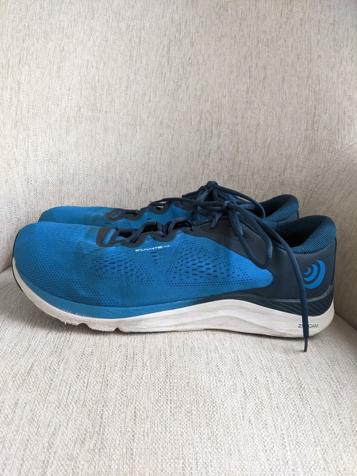 Topo Fli-Lyte 4 Blue & White Running Shoe Mens Size 13 Sneaker 3mm Drop ...