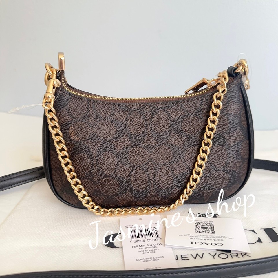 NWT coach Teri Mini Crossbody Bag In Signature Canvas cw323 | eBay
