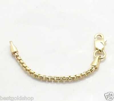 2.5" 1.7mm Round Box Extender for Bracelet Necklace Chain 14K Yellow ...