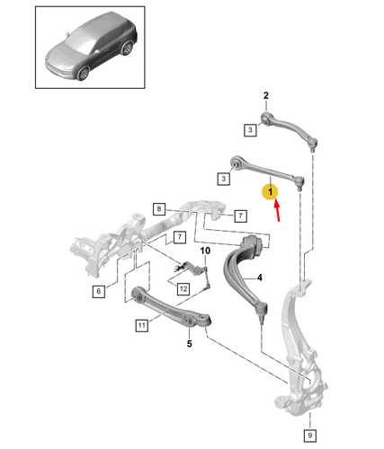 PORSCHE CAYENNE 9YA Front Left Upper Wishbone 958407505C NEW GENUINE | eBay