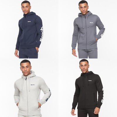Mens Bench Hoodie Fleece Full Zip Jacket Long Sleeve Cotton Hooded ...