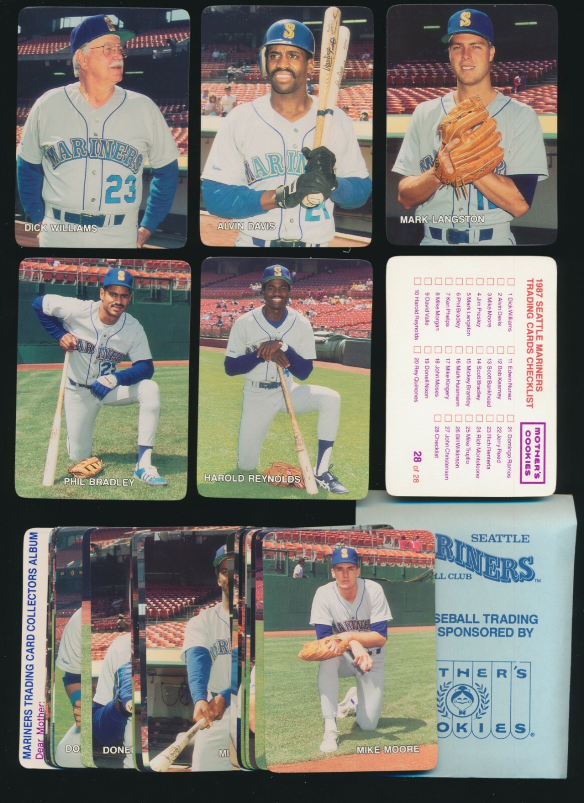 1987 Mother's Cookies SEATTLE MARINERS -Full Set (28) w A. DAVIS, DICK ...