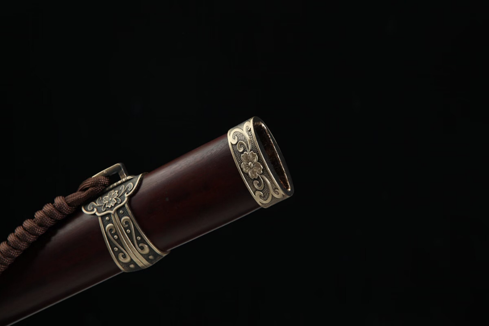 Brass / Rosewood Sheath Chinese Tang Sword Folded Steel Robust Sharp ...