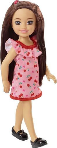 Barbie Chelsea & Friends Brunette Doll With Pink Ruffled Cherry Dress ...