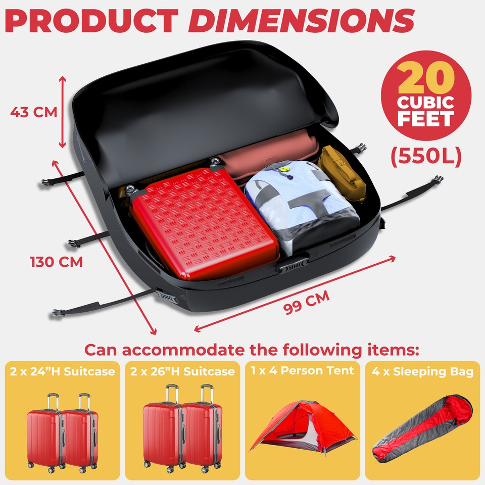GADLANE Cargo Carrier Large Luggage Bag 566L Rooftop Rack Box ...