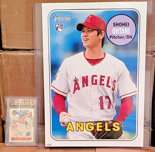 SHOHEI OHTANI 2018 Topps Heritage 10x14 rare rookie RC logo #/99 NL MVP ...