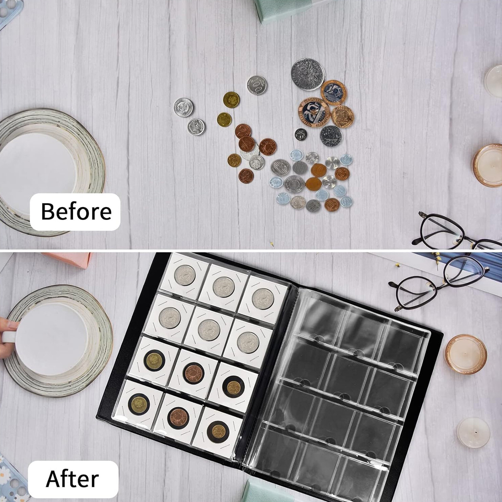 120 Pockets Waterproof Coin Collection Album Clear Flip Holder Book ...