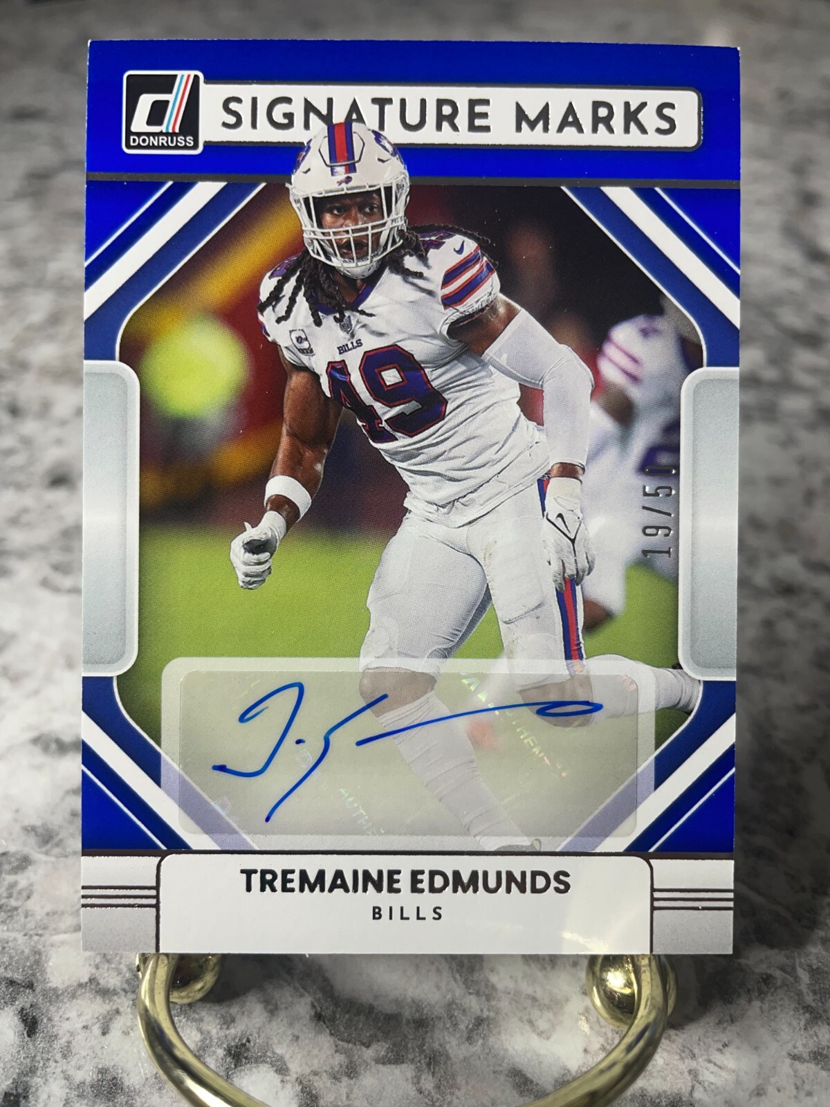2022 Donruss TREMAINE EDMUNDS Blue Signature Marks AUTOGRAPH Bills AUTO ...