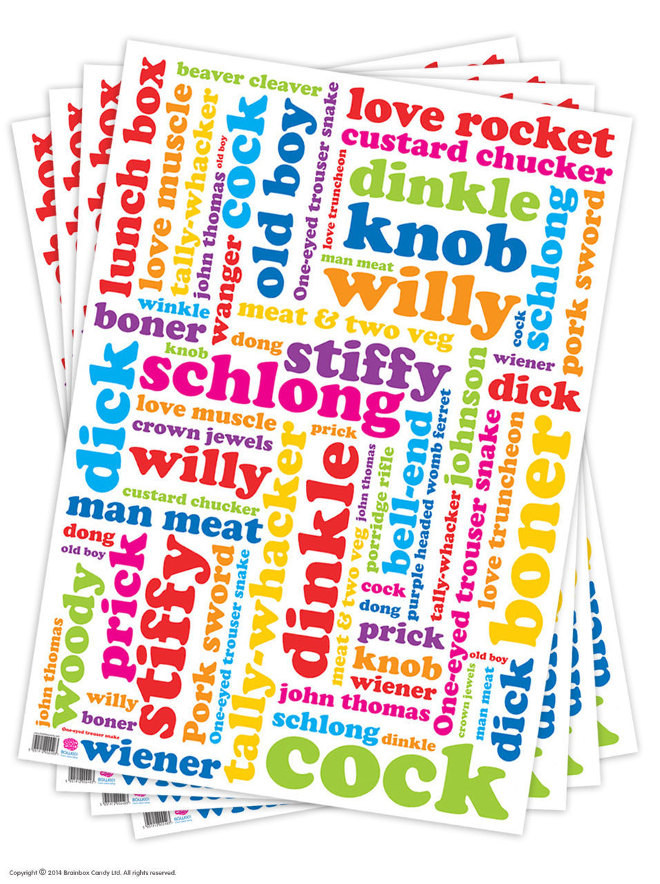 .Brainbox Candy funny rude Willy Words wrapping paper gift wrap sheets ...