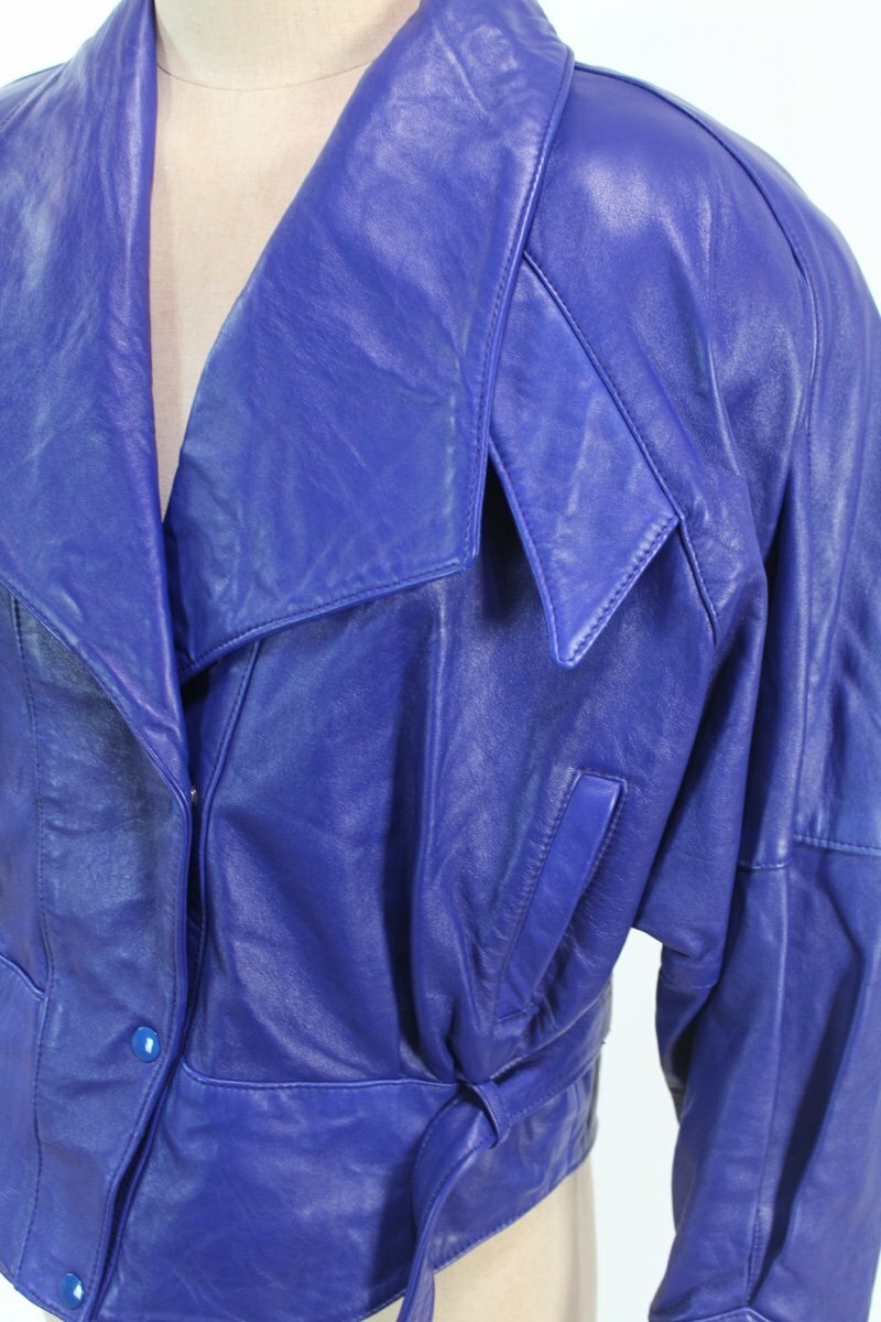 Vintage Rocco D'Amelio Blue Leather Jacket 1980s Avan… - Gem
