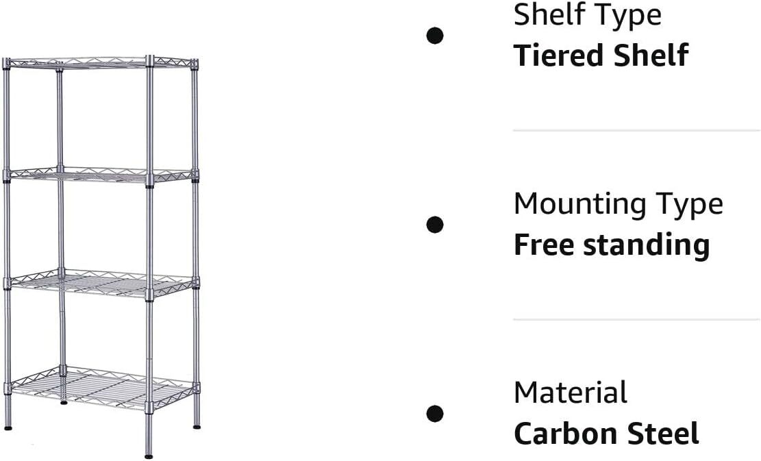 4 Tier Wire Shelving Rack Shelf Adjustable Unit Garage Kitchen Storage ...