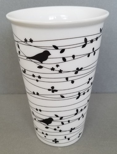 Ciroa Oiseau Black Porcelain Travel Mug (No Lid) White Black Birds ...