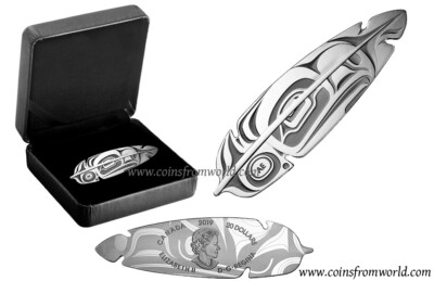 Canada 2019 20$ Eagle Feather Northwest Coast Art 1OZ Pure Silver Proof ...