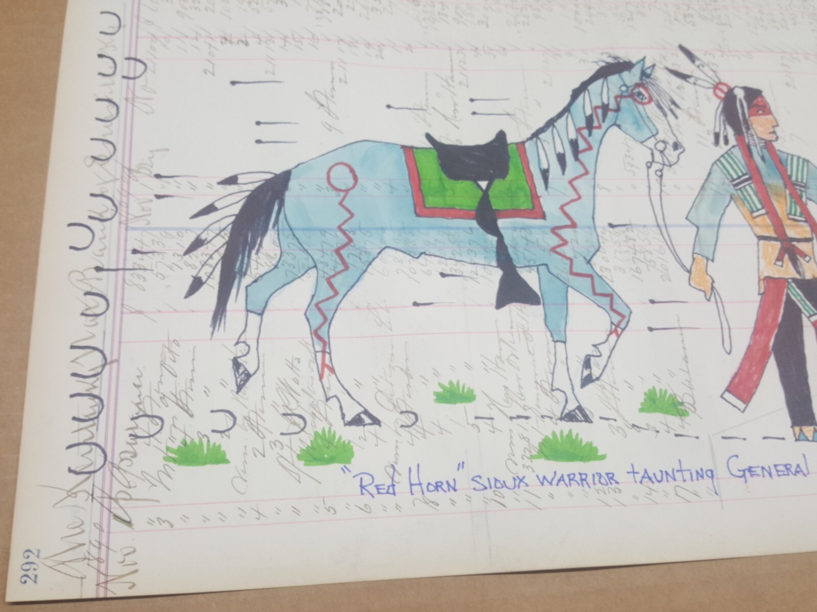 Daniel Long Soldier ledger art original!!! Red Horn | eBay