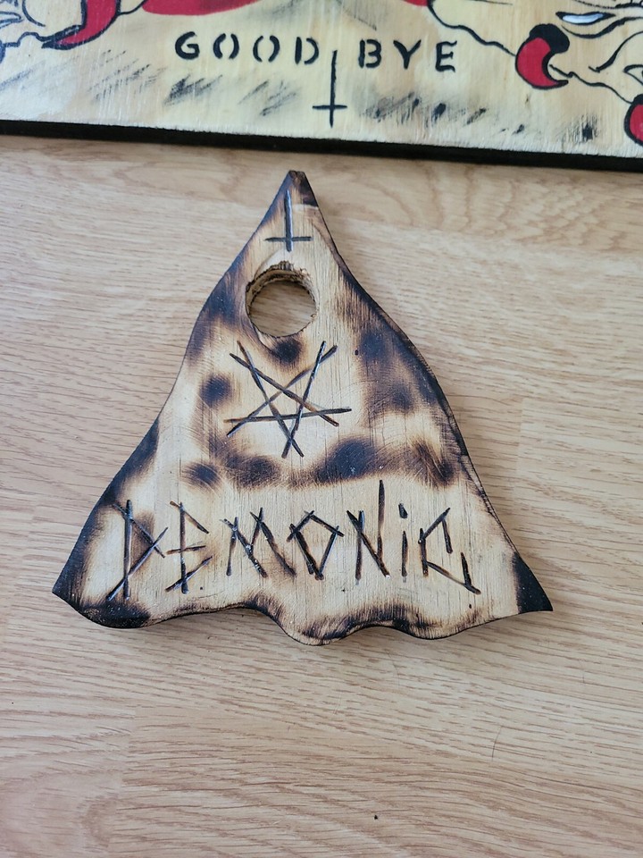 DEMONIC, YOU WILL DIE Ouija board wood Custom made. One of a kind spirt ...