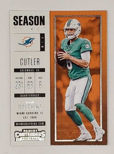 Panini Contenders 2017 Jay Cutler NFL Trading Card #92 Miami Dolphins ...