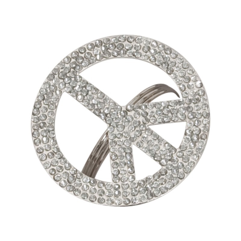 Rhinestone Classic PEACE Sign Holiday Crystal Napkin Rings Set 4 NIP ...