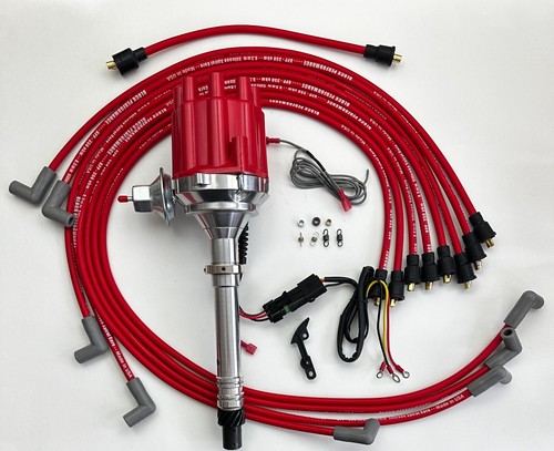 small female cap CHEVY 327 350 RED HEI DISTRIBUTOR + 8.5mm WIRES UNDER ...