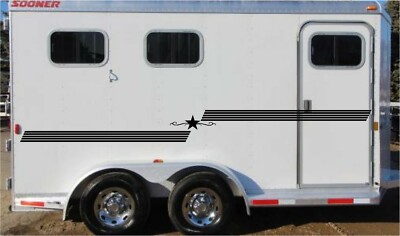 Horse Trailer Stripes and Star Decal Stickers Graphics Vinyl Equestrian ...
