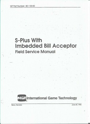 IGT S Plus Slot Machine "MANUAL" on CD in PDF Format... New | eBay