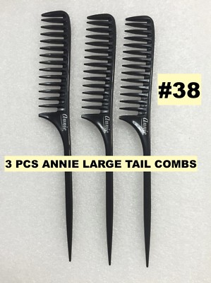 3PCS ANNIE LARGE TAIL COMB #38 WIDE TOOTH COMB WITH LARGE RAT TAIL ...