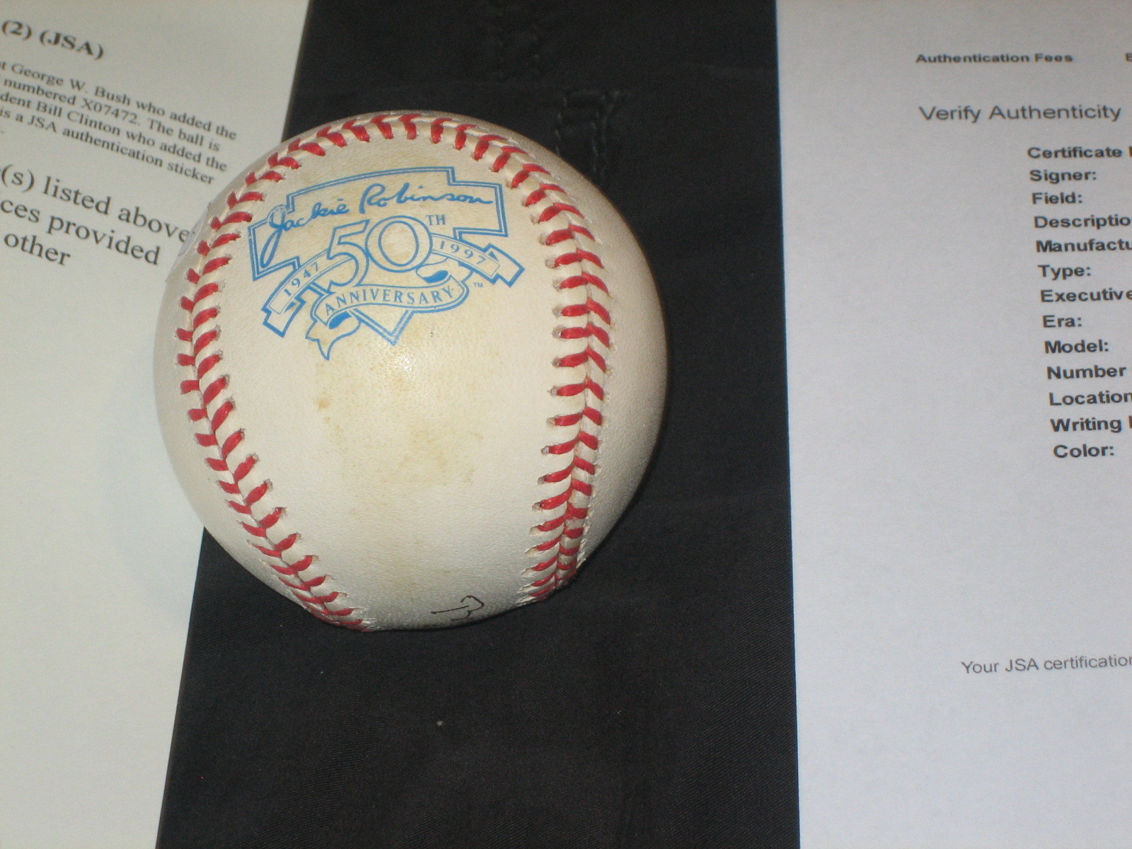 BILL CLINTON HAND SIGNED JACKIE ROBINSON DAY AT SHEA INSCRIBED BASEBALL ...