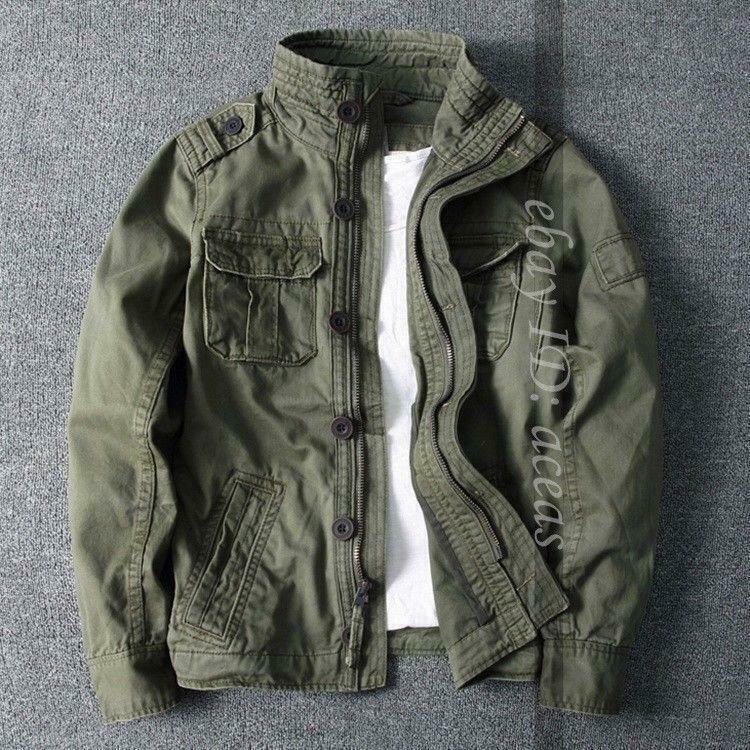 Mens Camouflage Combat Field Jackets Vintage Military Pockets Army ...