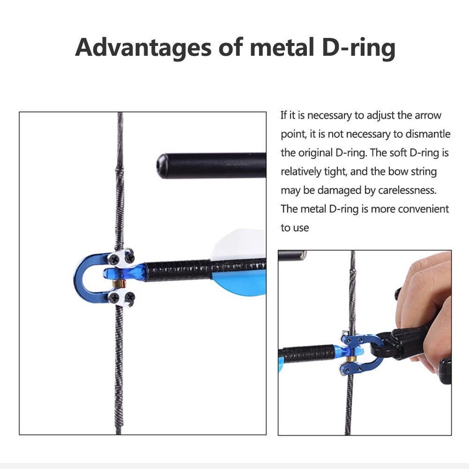 Archery Metal D Loop U Nock Compound Rope Release Bow D Ring with ...