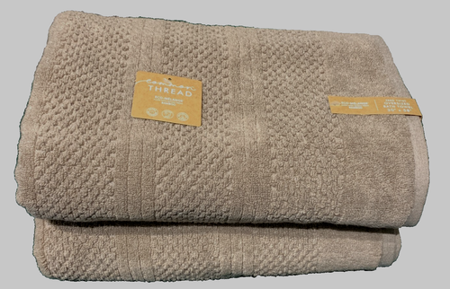 2PC Common Thread Eco-Melange BAMBOO Rayon Bath Towel Set Lt Brown ...