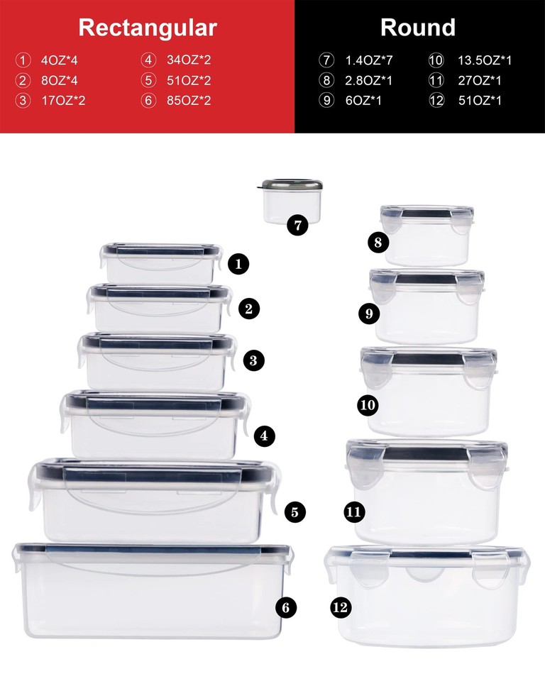 56 Pcs Large Food Storage Containers Set with Lids, Airtight Plastic ...